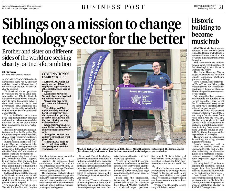 TechForGood UK features in the Yorkshire Post – TechForGoodUK